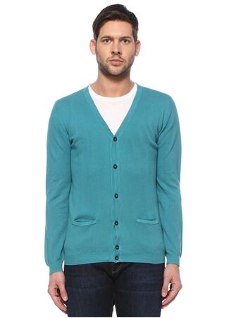 Pal Zileri Erkek Turkuaz V Yaka Hırka Mavi 50 IT