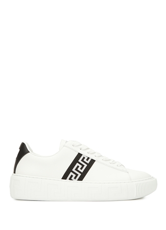 Versace Kadın Siyah Logo Bant Detaylı Deri Sneaker Beyaz 37 EU Versace Kadın Siyah Logo Bant Detaylı Deri Sneaker Beyaz 37 EU