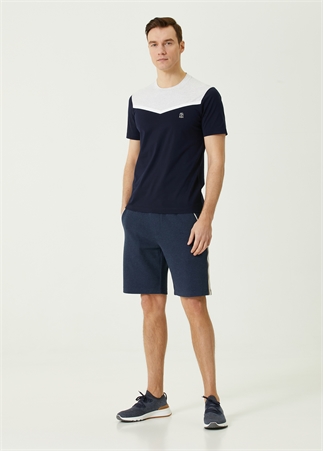 Brunello Cucinelli Erkek Lacivert Beli Kordonlu Şeritli Bermuda S EU