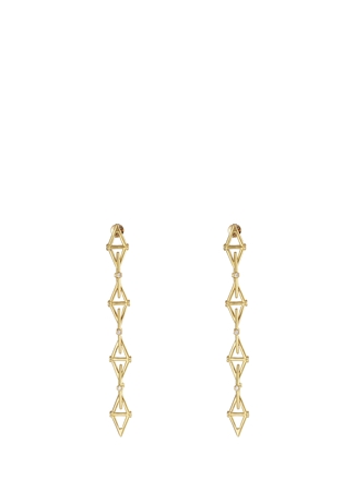 Ponponiere Kadın Karma Geometrik Zincir Formlu Küpe Altın Rengi EU