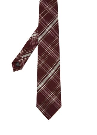 Beymen Club Erkek Bordo Ekose Desenli İpek Kravat EU