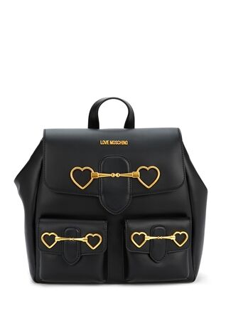 Love Moschino Kadın Siyah Logo Detaylı Sırt Çantası EU