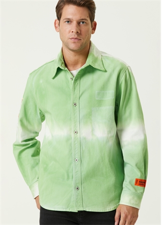 Heron Preston Erkek Yeşil Polo Yaka Dış Gömlek M EU