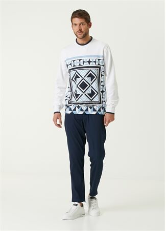 Dolce&Gabbana Erkek Lacivert Çizgi Dokulu Pantolon 52 IT