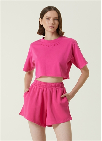 Bassigue Kadın Pembe Logo Detaylı Cropped T-shirt L EU Bassigue Kadın Pembe Logo Detaylı Cropped T-shirt L EU