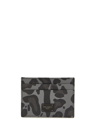 Dolce&Gabbana Erkek Gri Leopar Desenli Deri Kartlık EU Dolce&Gabbana Erkek Gri Leopar Desenli Deri Kartlık EU