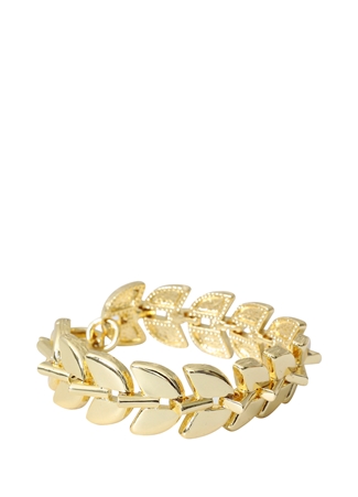 Ponponiere Kadın Lyra Yaprak Formlu Bileklik Altın Rengi EU Ponponiere Kadın Lyra Yaprak Formlu Bileklik Altın Rengi EU