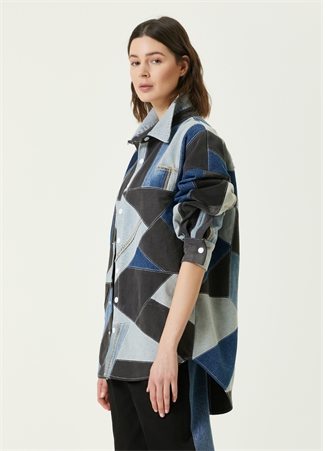 Cekette Kadın This Puzzle Gri Mavi Patchwork Gömlek S EU