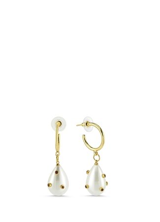 Berrin Özkan Kadın Shining Beyaz Gold İncili Küpe EU Berrin Özkan Kadın Shining Beyaz Gold İncili Küpe EU