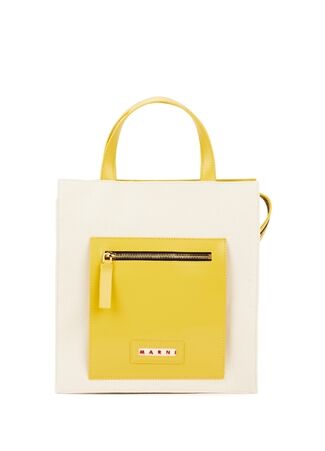 Marni Kadın Sarı Bej Logo Detaylı Çanta EU Marni Kadın Sarı Bej Logo Detaylı Çanta EU