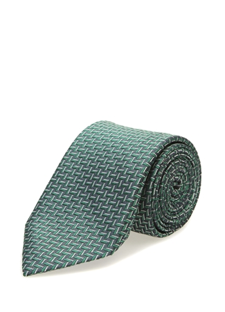 Tino Cosma Erkek Haki Mikro Geometrik Desenli İpek Kravat EU Tino Cosma Erkek Haki Mikro Geometrik Desenli İpek Kravat EU