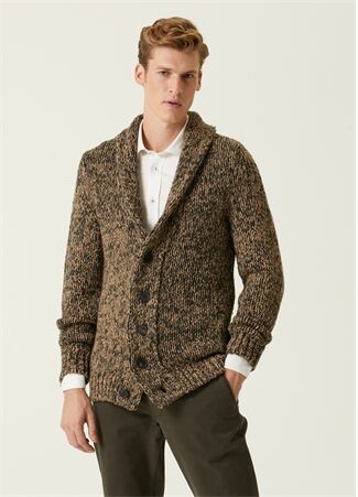 Beymen Collection Erkek Kamel Şal Yaka Triko Hırka Kahverengi S EU