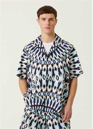 Valentino Erkek Mavi Siyah Batik Desenli Gömlek 48 IT Valentino Erkek Mavi Siyah Batik Desenli Gömlek 48 IT