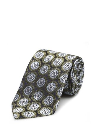 Zegna Erkek Haki Çiçek Desenli İpek Kravat EU