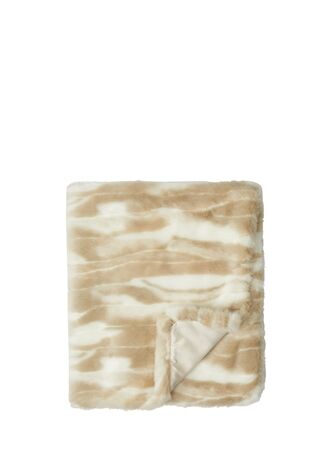 Mxhome Beyaz Bej Desenli Dokulu Battaniye