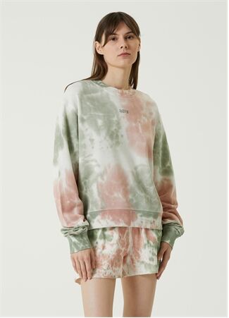 Bassigue Kadın Yeşil Batik Desenli Sweatshirt Kahverengi S EU