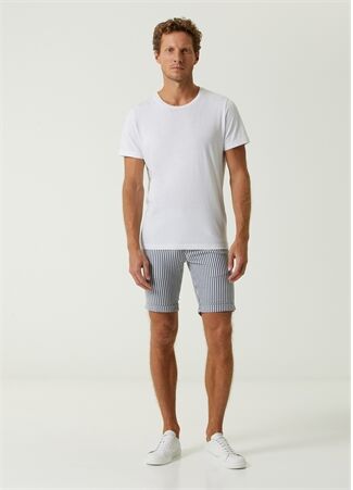 Rehash Erkek Mavi Beyaz Çizgi Desenli Bermuda 30 US