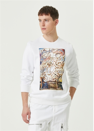 Alexander McQueen Erkek Beyaz Logo Detaylı Sweatshirt L EU Alexander McQueen Erkek Beyaz Logo Detaylı Sweatshirt L EU