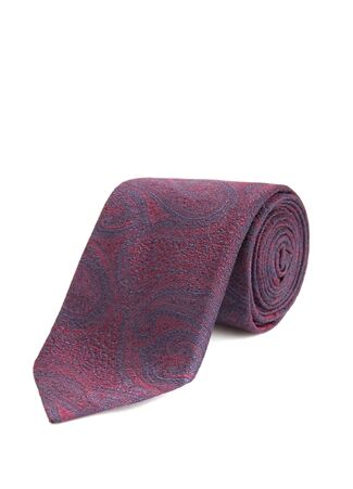 Beymen Collection Erkek Bordo Şal Desenli İpek Kravat EU IT Beymen Collection Erkek Bordo Şal Desenli İpek Kravat EU IT