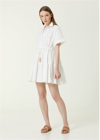 Beymen Club Kadın Beyaz Beli Kuşaklı Mini Gömlek Elbise 42