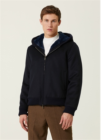 Emporio Armani Erkek Lacivert Kapüşonlu Yün Mont 48 IT Emporio Armani Erkek Lacivert Kapüşonlu Yün Mont 48 IT