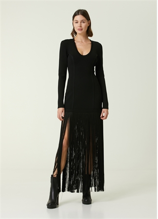 Coperni Kadın Siyah Püskül Detaylı Maxi Elbise M EU