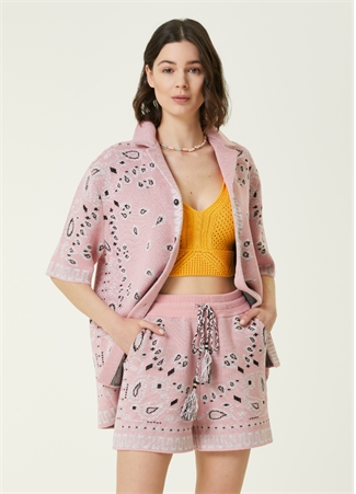 Alanui Kadın Pembe Şal Desenli Pike Dokulu Gömlek S Eu