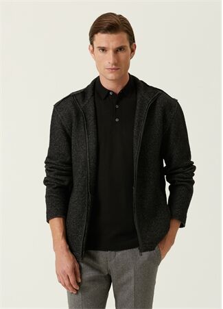 Network Erkek Slim Fit Siyah Yün Kazak S EU