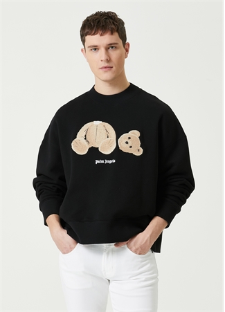Palm Angels Erkek Teddy Bear Siyah Bisiklet Yaka Sweatshirt S EU Palm Angels Erkek Teddy Bear Siyah Bisiklet Yaka Sweatshirt S EU
