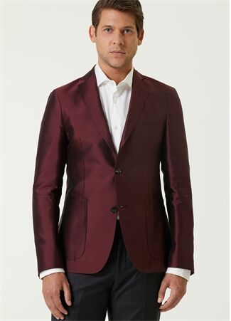 Pal Zileri Erkek Bordo Kelebek Yaka İpek Ceket 48 IT