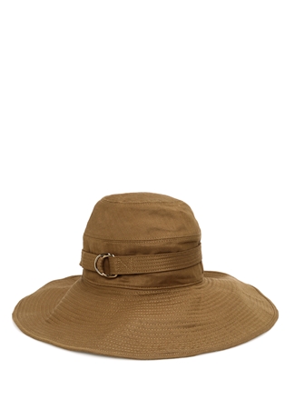 Inverni Kadın Haki Kemer Detaylı Kanvas Şapka 57 EU