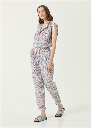 Etoile Isabel Marant Kadın Laith Ekru Desenli Maksi Tulum Bej 36 FR