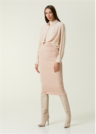 Fendi Kadın Pembe Yüksek Bel Midi Etek 40 IT