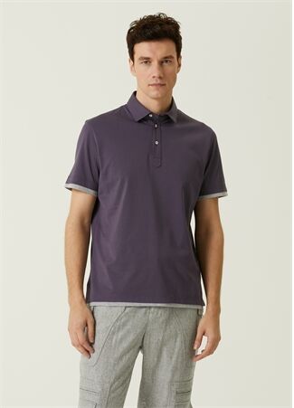 Brunello Cucinelli Erkek Mor Polo Yaka T-shirt 50 IT