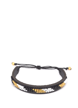 Beadberry Kadın Colorblocked Boncuklu Deri Bileklik EU