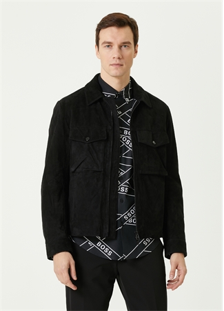 Boss Erkek Regular Fit Siyah Süet Mont 54 IT