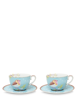 Pip Studio Mavi Kuş Baskılı 2li Porselen Çay Fincanı Seti Çok Renkli Pip Studio Mavi Kuş Baskılı 2li Porselen Çay Fincanı Seti Çok Renkli