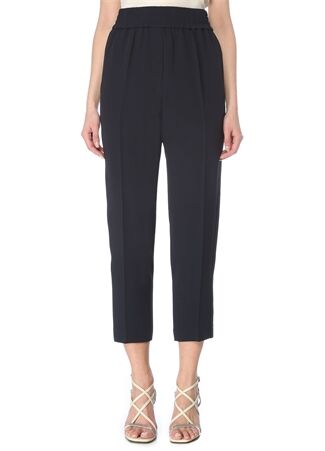 Brunello Cucinelli Kadın Lacivert Yüksek Bel Pantolon 42 IT