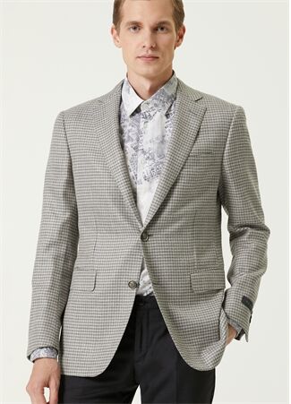 Pal Zileri Erkek Gri Mikro Kazayağı Desenli Yün Ceket 58 IT Pal Zileri Erkek Gri Mikro Kazayağı Desenli Yün Ceket 58 IT