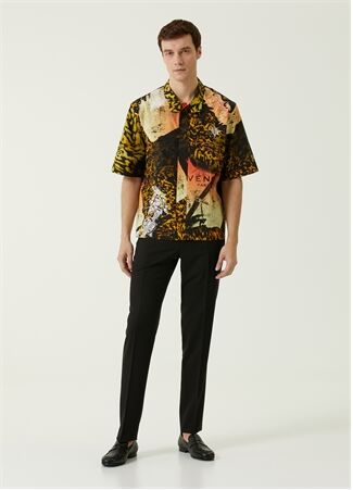 Givenchy Erkek Kahverengi Karışık Desenli Kısa Kollu Gömlek 38 IT