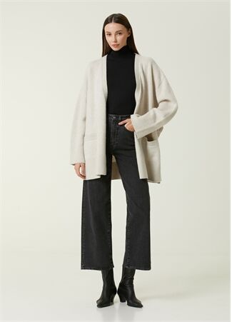 Toteme Kadın Siyah Yüksek Bel Bol Paça Jean Pantolon Gri 26 US