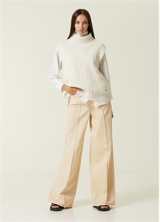 Victoria by Beckham Kadın Ekru Wide Leg Jean Pantolon Beyaz 26 US Victoria by Beckham Kadın Ekru Wide Leg Jean Pantolon Beyaz 26 US