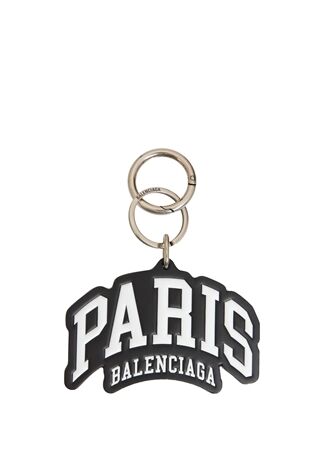 Balenciaga Kadın Siyah Slogan Formlu Deri Anahtarlık EU