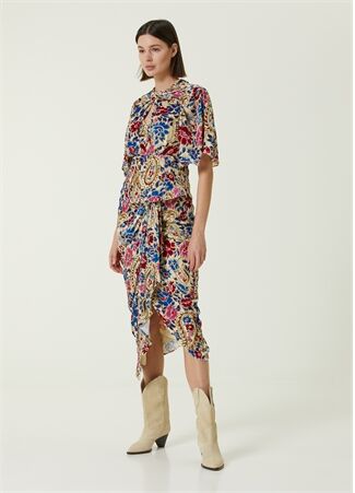 Isabel Marant Kadın Mavi Etnik Desenli Midi Etek 34 FR