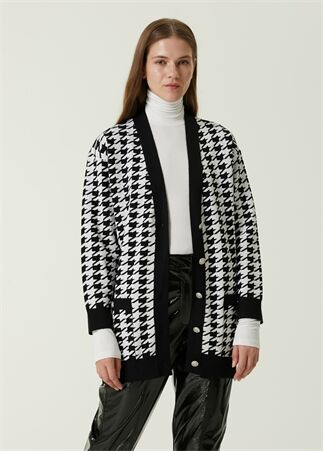 Beymen Club Kadın Siyah Beyaz V Yaka Kazayağı Desenli Hırka XS