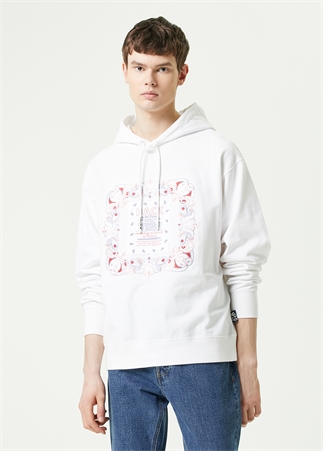 Etro Erkek Beyaz Kapüşonlu Etnik Desenli Sweatshirt S EU Etro Erkek Beyaz Kapüşonlu Etnik Desenli Sweatshirt S EU