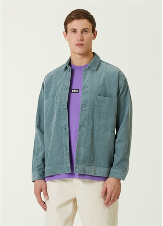 Obey Erkek Mavi Kadife Dış Gömlek S EU