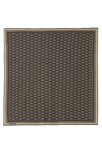 Versace Kadın Siyah Bej Logo Jakarlı Şal EU