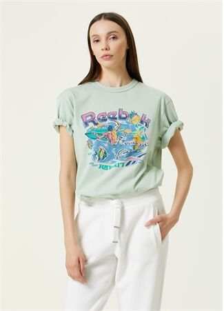 Reebok Kadın Classics Destination Yeşil Bisiklet Yaka T-shirt M Eu