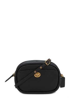 Coach Kadın Siyah Logolu Deri Omuz Çantası EU